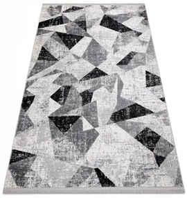 Moderní koberec TULS strukturální, střapce 51211 Geometrický antracit velikost 240x330 cm | krásné koberce cz