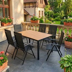 Vikio Zahradní set 140x80 pro 6 osob skládací židle V136-P2 přírodní