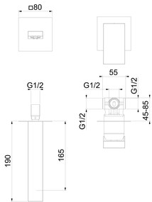 Sapho Sapho, LATUS podomítková dvouprvková umyvadlová baterie, chrom, 1102-78