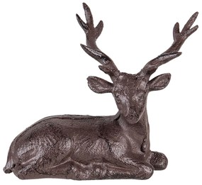 Hnědo černá kovová dekorativní soška jelena - 15*9*15 cm