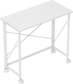 HOMCOM skládací počítačový stůl na kolečkách, 80 × 40 × 75 cm — bílý