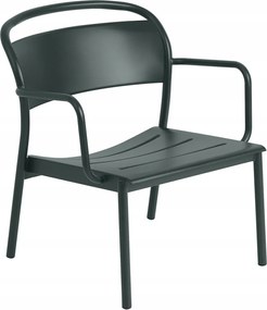 Muuto Linear Outdoor Ocelové zahradní křeslo Lounge Venkovní tmavě zelená