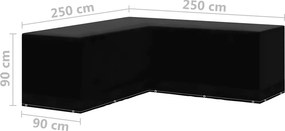 Plachty na zahradní nábytek 2 ks tvar L 12 oček 250x250x90 cm 3082835