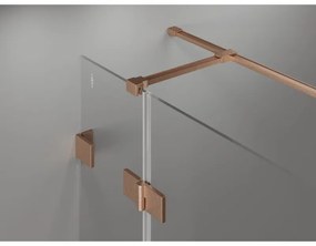 Mexen Lunar T, sklápěcí sprchový kout levý 120 x 120 cm, 8mm čiré sklo, profil měděná matná, 834T-120-120-65-00-L