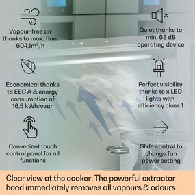 Klarstein Royal Flush Eco, digestoř, 60 cm, výsuvná, 576 m³/h, A+, černá