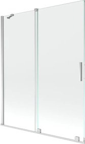 Mexen Velar, 2-křídlová posuvná vanová zástěna 140 x 150 cm, 8mm čiré sklo, chromový profil, 896-140-000-01-01