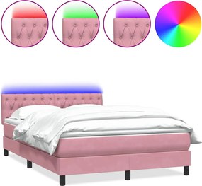 Box spring postel s matrací a LED růžová 160x210 cm samet 3317180