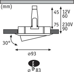 P 93661 Zápustné svítidlo Nova IP65 kulaté max. 35W bílá 1ks výklopné - PAULMANN