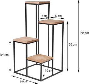 STOJAN NA KVĚTINÁČ KASKADA 38X34X34 CM ČERNÁ/HNĚDÁ