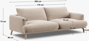 Béžová pohovka 200 cm Naomi – Micadoni