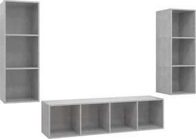 3dílný set TV skříněk betonově šedý dřevotříska 3079749