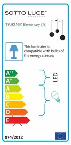 Bílé závěsné svítidlo se 3 stínidly a objímkou ve zlaté barvě Sotto Luce TSUKI