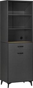 HOMCOM Kuchyňský Bufetový Kancelářský Úložný Jednotka 180 cm pro Kuchyň, Obývací Pokoj, Koupelnu - Průmyslový Design - Černé Kovové Nohy, Šedé Dřevo |