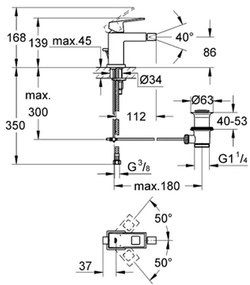 Grohe Eurocube - Páková bidetová baterie, chrom 23138000