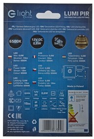 Schodišťové LED svítidlo Lumi, 1x LED 0,6w, 6500k, s, pohybový senzor