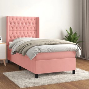 Box spring postel s matrací růžová 80 x 200 cm samet 3132830