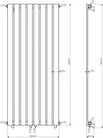 Gamma Vertical, topné těleso 600x1400 mm, 916 W, bílá matná, GMA-VERT-14060-WH