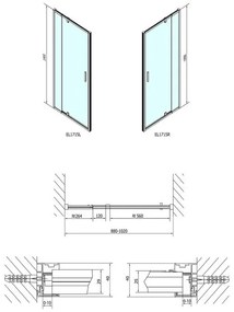 Polysan Easy Line Sprchové dveře otočné 88-102cm, čiré sklo, EL1715