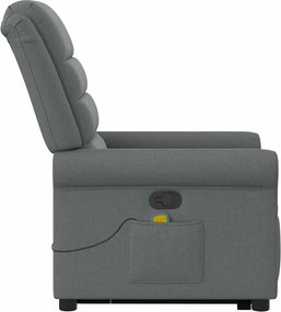 Zvedací masážní polohovací křeslo tmavě šedé textil 3303325