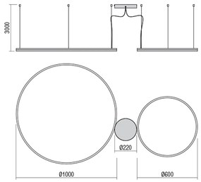 Redo 01-1953 závěsné LED stmívatelné svítidlo Orbit pískově černá, 40,5W + 68W, 3000K, ø60, ø100cm