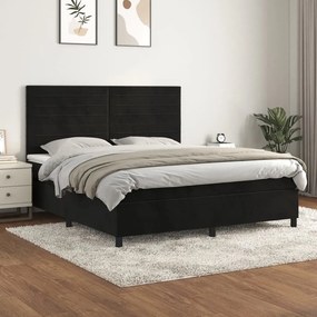 Box spring postel s matrací černá 160x200 cm samet 3143093