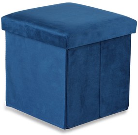 Modrý skládací taburet CUBEXO VELVET M