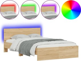 Rám postele s čelem a LED osvětlením dub sonoma 120 x 200 cm 3207618