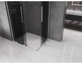 Mexen Velar L Duo, sprchový kout s posuvnými dveřmi 90 x 80 cm, 8mm šedé sklo, broušená ocel, 871-090-080-02-43-97