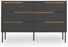 TENZO Dřevěná komoda SWITCH antracit se 6 zásuvkami 9007706034