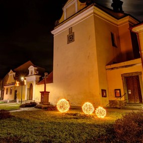 3D LED svítící koule na zahradu, pr. 60 cm, teple bílá, černý kabel, IP67, hliník, Easy fix