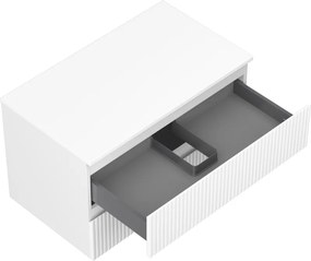 Mexen Rivel, koupelnová skříňka 80 cm s pracovní deskou, 2 zásuvky, drážkovaná, bílá matná, 91A20-08047-2-BFFC01