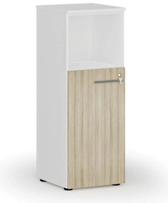 Kombinovaná kancelářská skříň PRIMO WHITE, 400 x 420 x 1087 mm, bílá/dub přírodní
