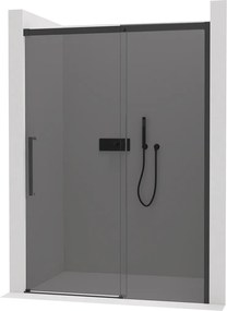 CERANO - Sprchové posuvné dveře Lantono L/P - 8 mm - Soft-Close - černá matná, grafitové sklo - 100x195, CER-8050BD7235