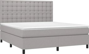 Box spring postel s matrací a LED světle šedá 160x200 cm textil 3135205