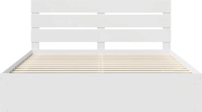 Rám postele s čelo Bílá 200 x 200 cm Masivní borové dřevo 3411704
