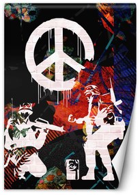 Gario Fototapeta Banksyho vojáci a malovaný znak míru Materiál: Vliesová, Rozměry: 100 x 140 cm