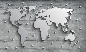 Postershop Fototapeta: Kovová mapa světa - 184x254 cm