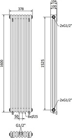 Mexen Denver dekorativní radiátor 1600 x 378 mm, 1487 W, černý - W215-1600-378-00-70