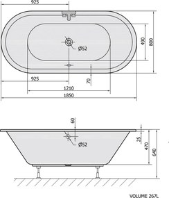 Polysan Polysan, VIVA O oválná vana 185x80x47cm, bílá, 72179