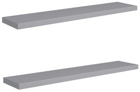 vidaXL Plovoucí nástěnné police 2 ks šedé 120 x 23,5 x 3,8 cm MDF