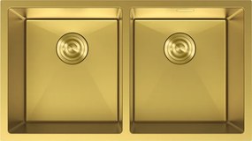 Mexen Binox, 2-komorový nerezový dřez 800 x 450 mm, broušená zlatá, 6421802000-55