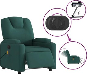 Elektrické masážní polohovací křeslo tmavě zelené textil 3204362