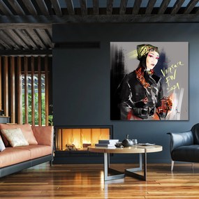 Gario Obraz na plátně Portrét ženská móda černá - Irina Sadykova Rozměry: 30 x 30 cm