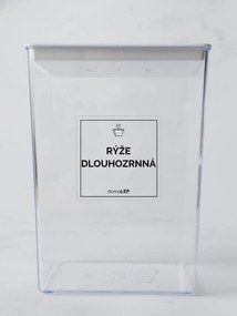 RÝŽE DLOUHOZRNNÁ – průhledná samolepka na dózu, tučnépísmo, 5 x 5 cm | DomaLEP