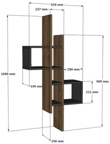 Nástěnná police EMSE 108x53,8 cm hnědá/antracit