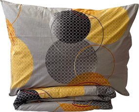 Povlečení bavlněné Žluté kruhy 200x140cm+90x70cm TiaHome