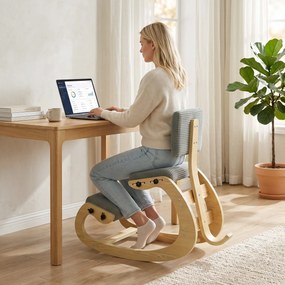HOMCOM Ergonomická kolenní židle, kolenní stolička se záhlavím, vzhled manšestru, kancelářská židle do domácnosti, kanceláře, meditace, tmavě šedá
