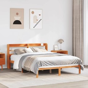 Rám postele s čelem voskově hnědý 150 x 200 cm masivní borovice 3306560