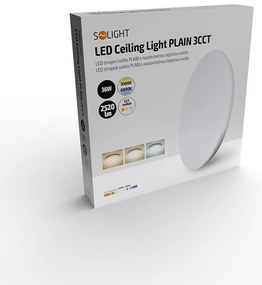 Solight LED stropní světlo Plain, 3CCT, 36W, 2520lm, 3000K, 4000K, 6000K, kulaté, 45cm