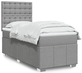 Box spring postel s matrací světle šedá 80 x 200 cm textil 3291509